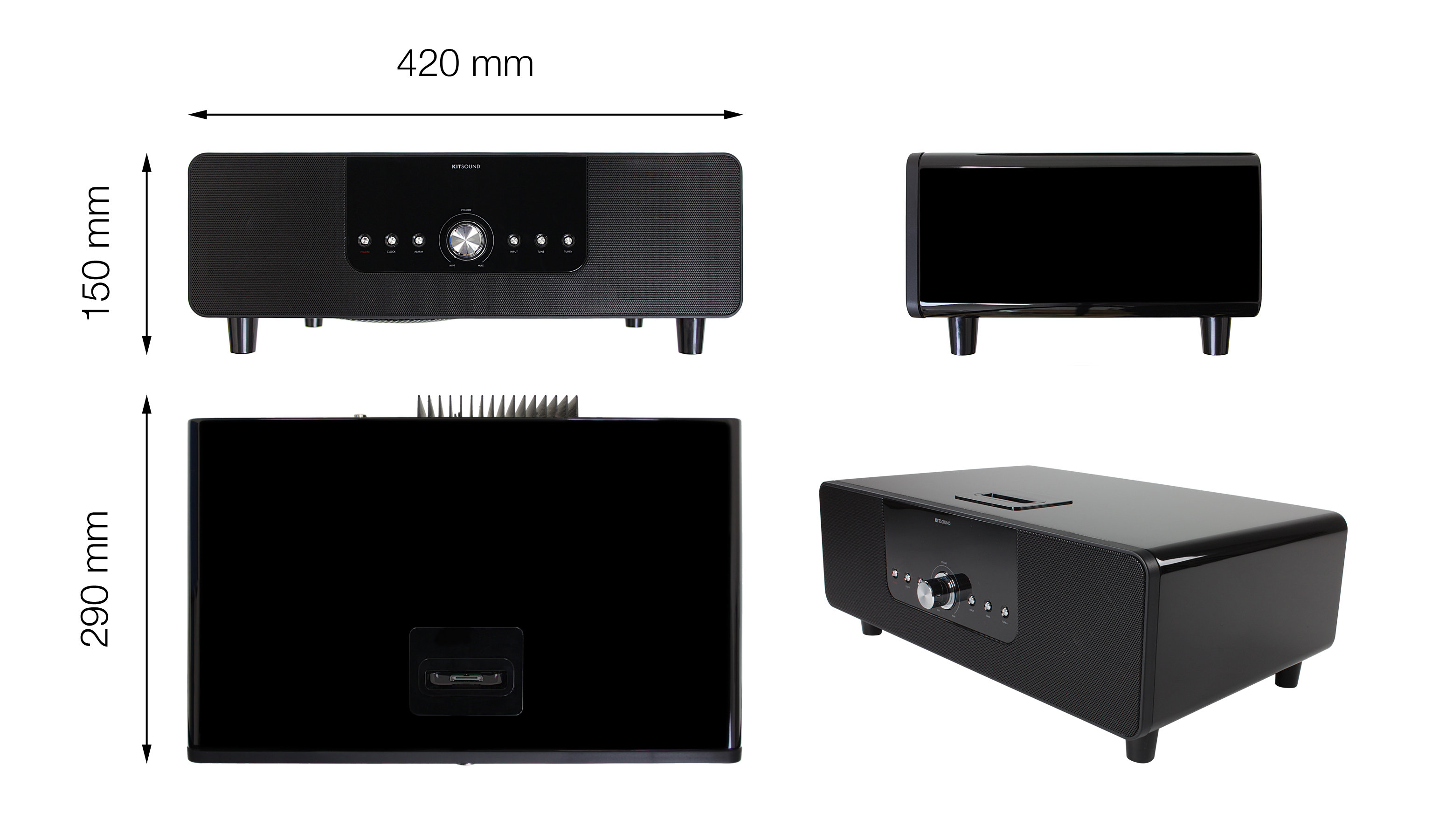 KitSound BOOMDOCK 2.1 Docking Station Speaker System with Built-In AM ...