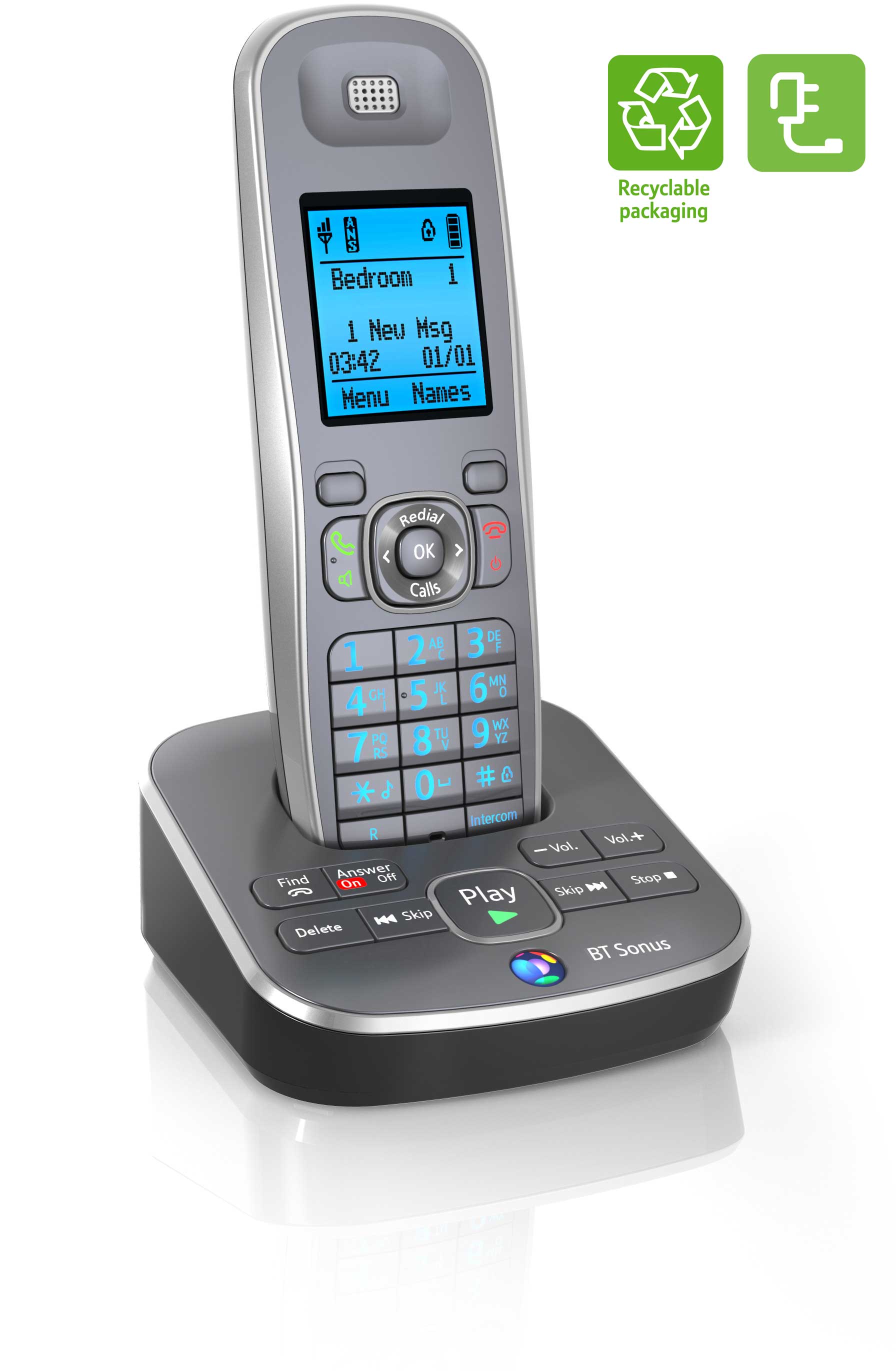 BT Sonus 1500 Trio Digital Cordless Phone with Answering Machine - Gun ...