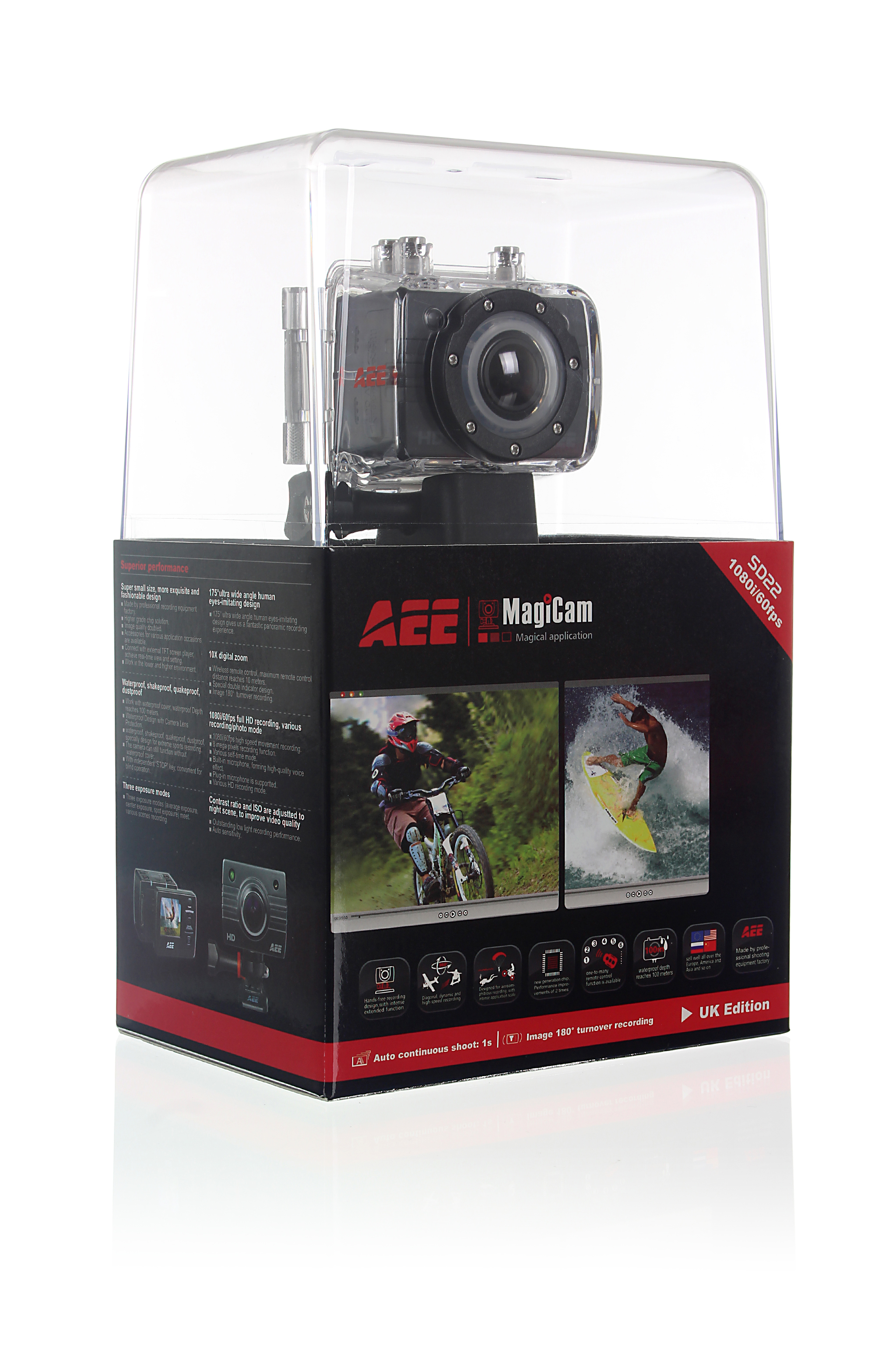 AEE MagiCam SD22 Waterproof 1080i 60 FPS HD Sports Action Camera with ...