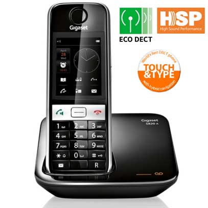 Gigaset S820A Cordless DECT Phone with Touch Screen, Answer Machine and ...
