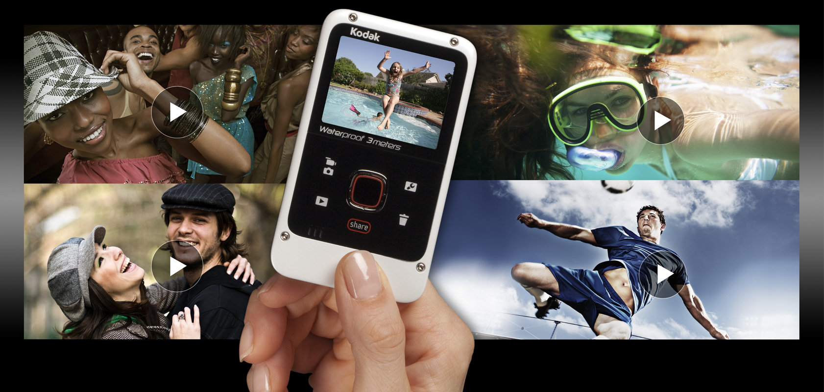 Kodak Playfull Waterproof Video Camera - Black (720p HD, 2x Digital ...