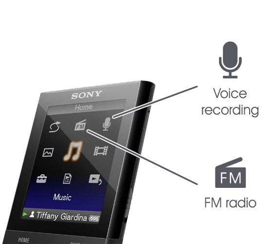 Sony NWZE445B E Series 16GB MP3 Walkman with Voice Recording Function ...