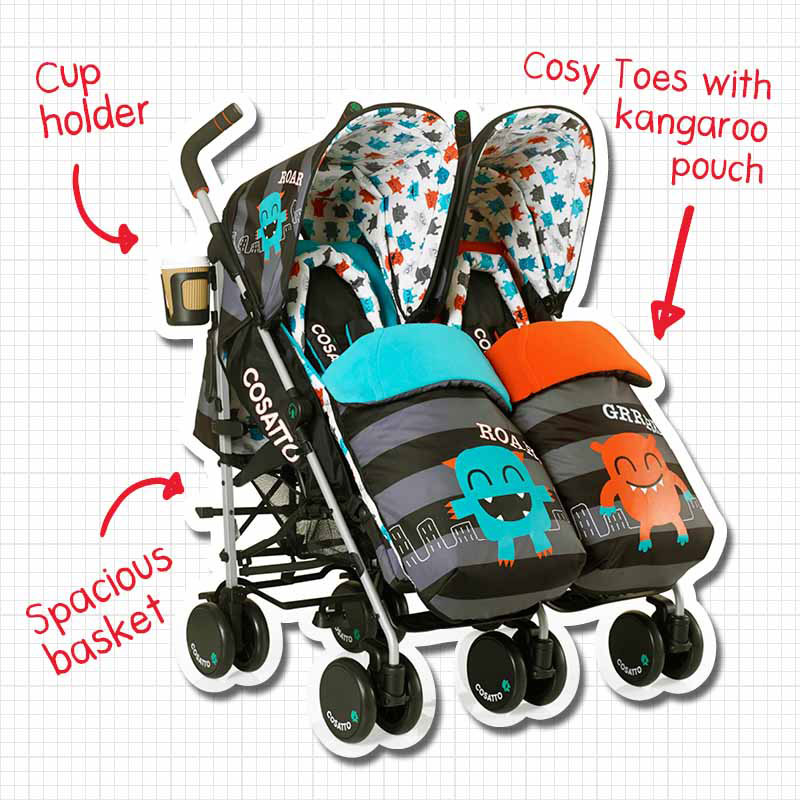 Cosatto You2 Twin Stroller - Sis and Bro Too : Amazon.co.uk: Baby Products