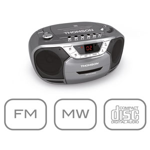 Thomson RK 110CD CD-Player mit Kassettenrecorder, AM/FM Radiog, rote ...