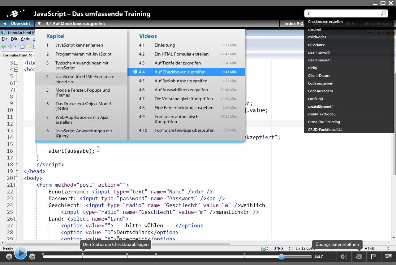 JavaScript - Das umfassende Training mit Workshops zu DOM, CSS, Ajax, JSON, XML und jQuery ...