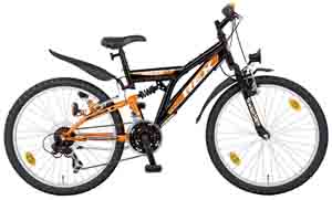 Rex Fahrrad Fully 24 Zoll RAC 100, glanzschwarz-signalorange ...