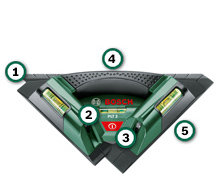 Bosch DIY Fliesenlaser PLT 2, 3x Batterien AA, Universalhalterung ...