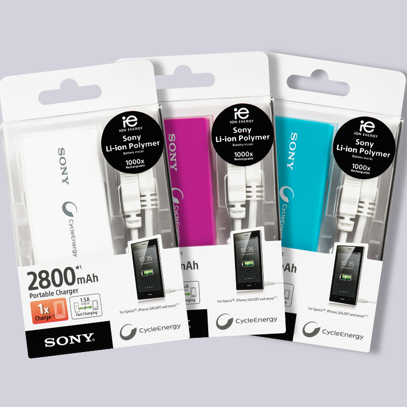 Sony 3000mAh Compact Portable Power Bank Charger - Precharged Lithium ...
