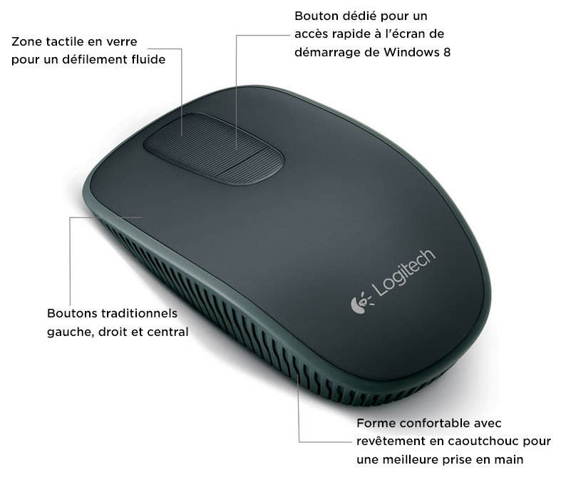 Logitech T400 Souris sans fil tactile Noire : Amazon.fr: Informatique