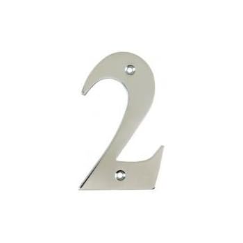 House Door Numerals Numbers - Number 2 - in Polished Chrome - Silver ...