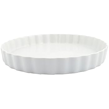 Superwhite Round Fluted Ceramic Flan Dish, Vitrified Quality, 24cm x ...