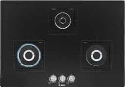 Bosch Built in Gas Hob Black Tempered glass Glass 3 Burner Auto ...