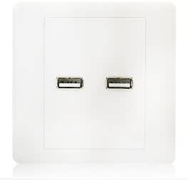 2 x Dual USB Wall Port Plates / Type A USB Panel Socket / USB Switch ...