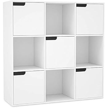 URBNLIVING Wide Wooden 7 Cube Bookcase Storage Unit (White, Wide ...