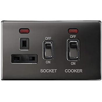 Crabtree/Eurolite, Matt Black, 45 Amp Cooker Switch With 13 Amp Socket ...