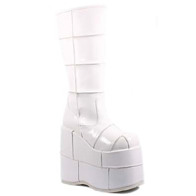 Demonia 7 Inch MENS Platform Boots Wedge Heel Gothic Knee BootsPatent ...