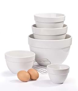 Set of 5 White Ceramic Mixing Bowls: Amazon.co.uk: Kitchen & Home