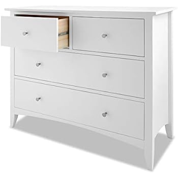 Edward Hopper white 7 drawer chest, large chest of drawers with metal ...