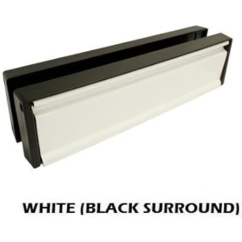 uPVC Letterbox 12" Letter Box White With Black Surround Letterplate ...