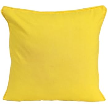 Homescapes - 100% Cotton Plain Yellow Cushion Cover - 45 x 45 cm Square ...