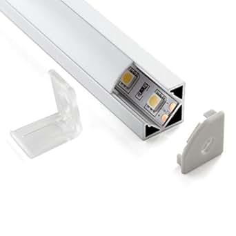 Eurekaled - Profilo Alluminio per Strisce LED da 2mt Barra Angolare 2 ...