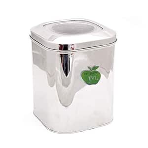 Buy JVL Stainless Steel Kitchen Storage Square Store Tin with C Thru ...