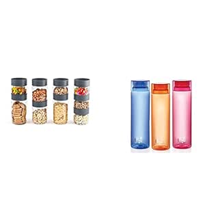 Buy Cello Modustack Plastic Container, 9-Pieces, Grey, Capacity - 500ml ...