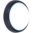 GreenBrook Outdoor Round Bulkhead Light, Black Plastic, Wall Mounted ...