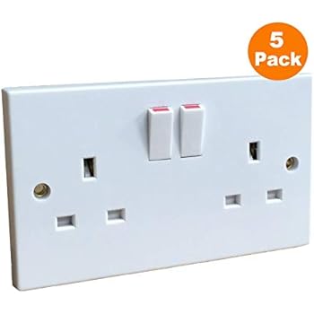 5 x Surface Mounted Back Box 25mm Wall Pattress Double 2 Gang ...