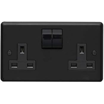 Eurolite, Matt Black, 13 amp Double Switched Plug Socket: Amazon.co.uk ...
