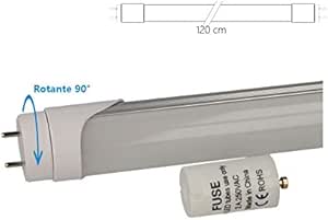 Tube lED t8 g13 120 cm 18 W blanc neutre broches rotatives alimentation ...