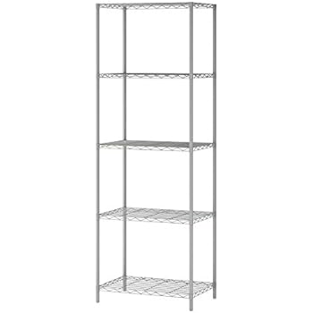 AmazonBasics 5-Shelf Shelving Unit on Wheels - Chrome: Amazon.co.uk ...
