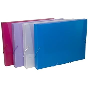 10 x A4 Bright Plastic Box Files Office Elasticated Document Storage ...