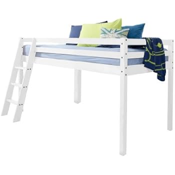 Steens 290613350 Kids Mid-Sleeper Frame Bed with Ladder, White: Amazon ...