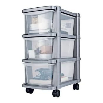 Keter 4 Drawer Tower Storage Unit - White, Mounted on wheels for easy ...