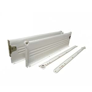 1 Pair x Metal Kitchen Drawer Runner & Side Set 450mm x H-118 WHITE ...