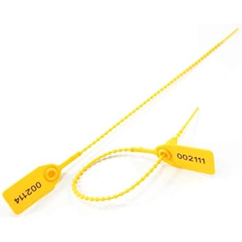 WUBAO(R) 100 Yellow Pull Tite Security Tags Plastic Anti-Tamper Seals Tearing-Off Cable Ties ...