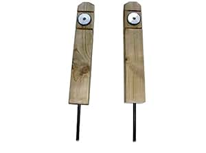 2 x 18 inch (45cm) Timber Reflective Keep Off Grass Verge Posts ...