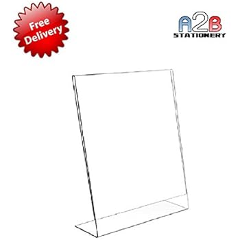 5x A4 Acrylic Poster Menu Holder Lean To Perspex Leaflet Display Stands ...
