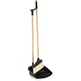 URBNLIVING Long Handle Bamboo Broom and Dustpan Set - Upright Standing ...