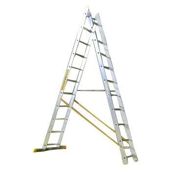 11 Rung 2 Section Combi All-in-One Extension Ladder & Double Sided Step ...