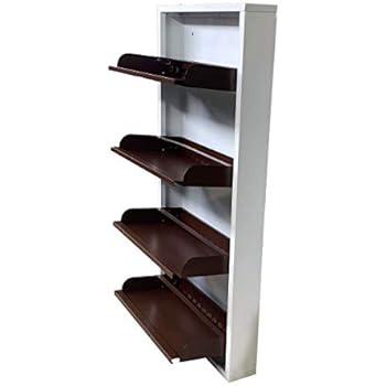 Furnko Metal Shoe Racks For Home With Door, Slim, Wall Mounted With ...