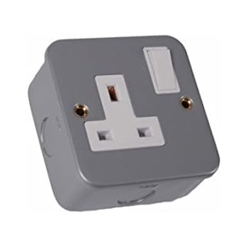 13 Amp Socket Outlet 2 Gang Switched SP in Metal Clad: Amazon.co.uk ...