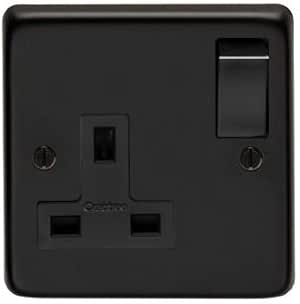 Eurolite, Matt Black, 13 Amp, Single, Switched, Plug Socket: Amazon.co ...