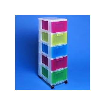 Really Useful Plastic Storage Unit 5 X 12 Litre Drawer - Color: Clear/Rainbow: Amazon.co.uk ...