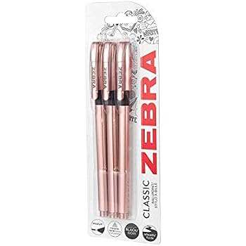Zebra Classic Rose Gold Ballpoint Pens Black Ink Pack of 3: Amazon.co ...