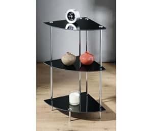 3 Tier Black Glass/Chrome Corner Shelf Unit: Amazon.co.uk: Kitchen & Home