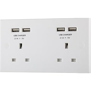 Deta S1298 Slimline Twin 13 Amp Switch Socket with 2 x High Power USB ...
