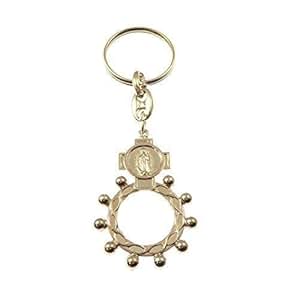 Silver metal Catholic rosary ring rosary beads keyring gift Miraculous ...