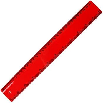 30cm/12" RED COLOURED RULER SHATTER-RESISTANT PLASTIC RULER - SINGLE ...